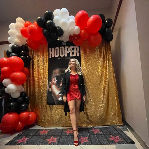 Dresses | Deep Red Velvet Mini Dress Worn Once To Film Premiere Of The ...